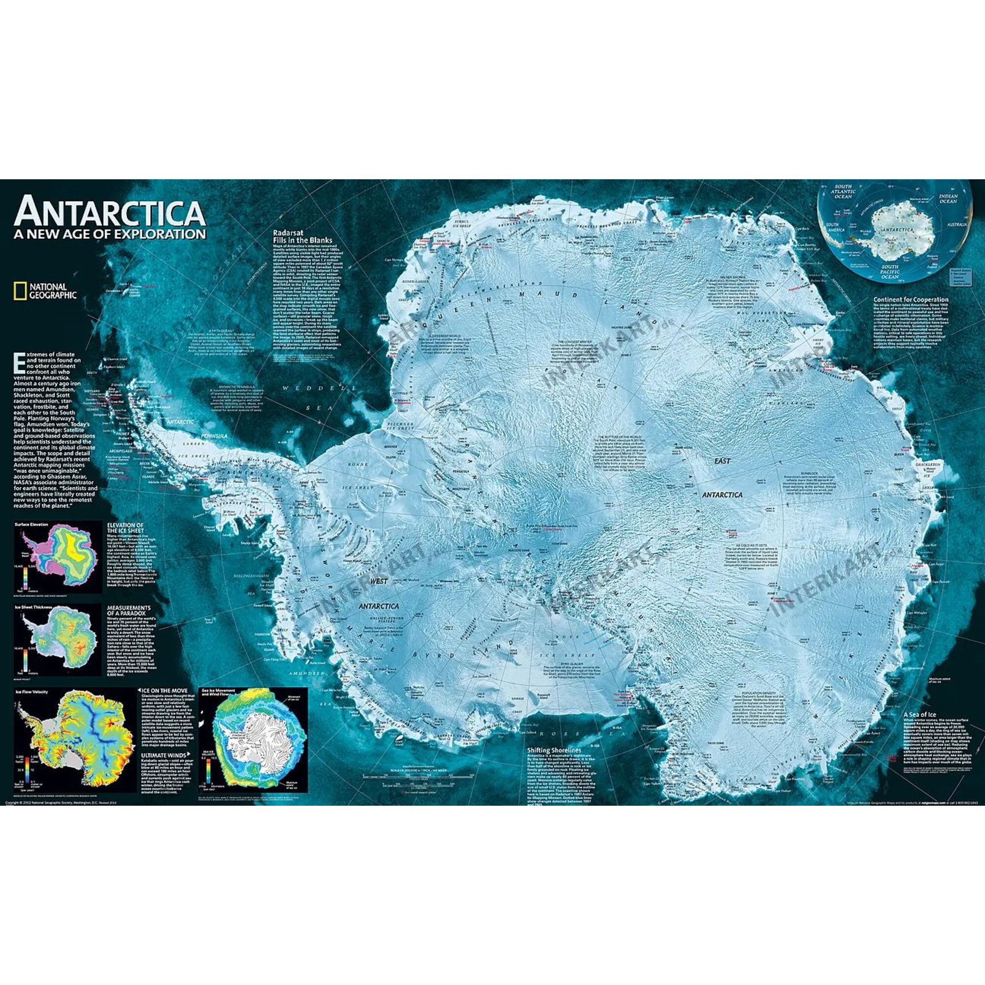 National Geographic Mapa continental Antártida