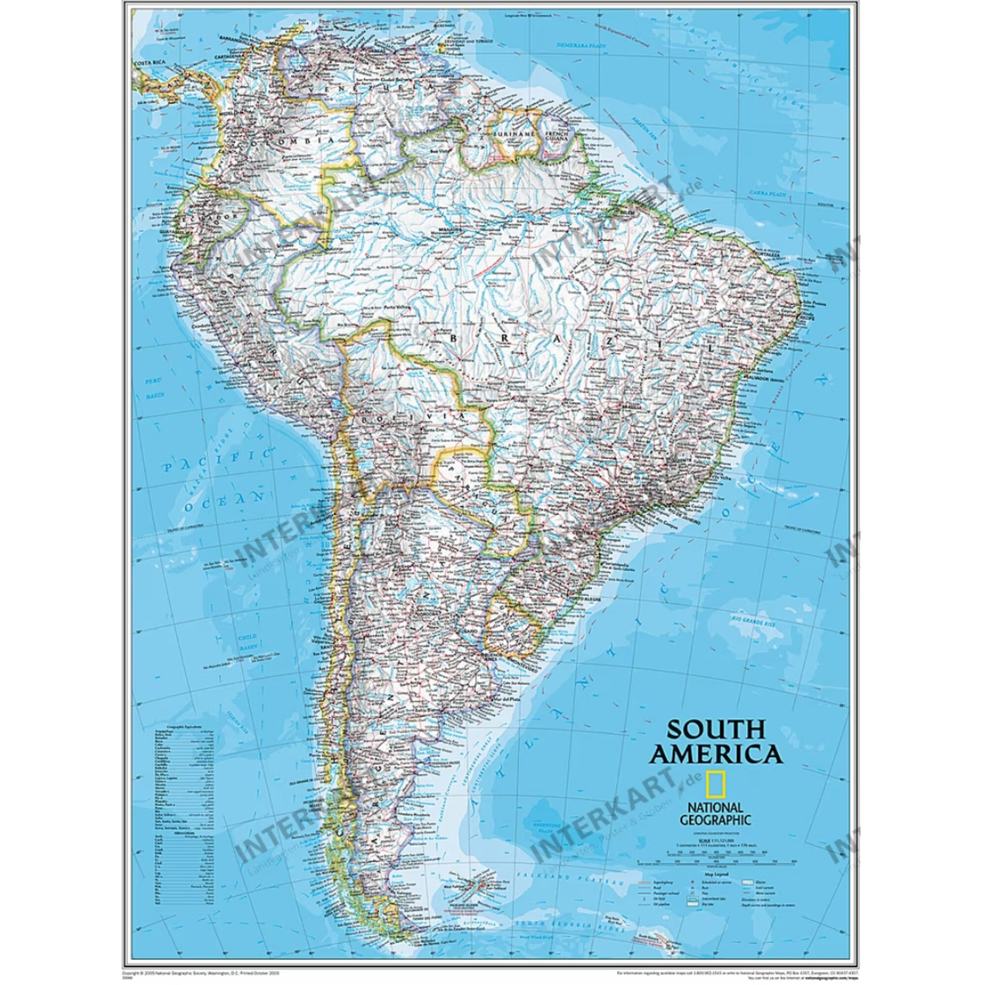 National Geographic Mapa de Sudamérica, político